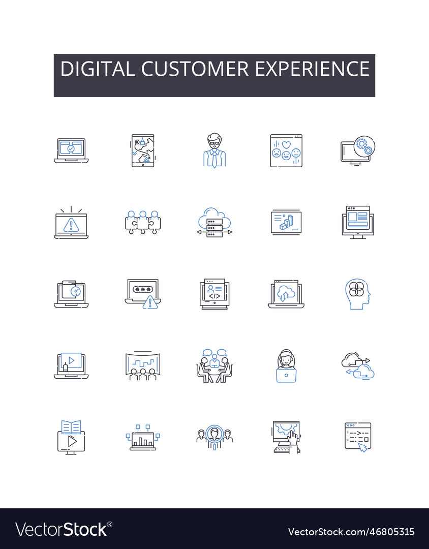 Digital customer experience line icons collection Vector Image