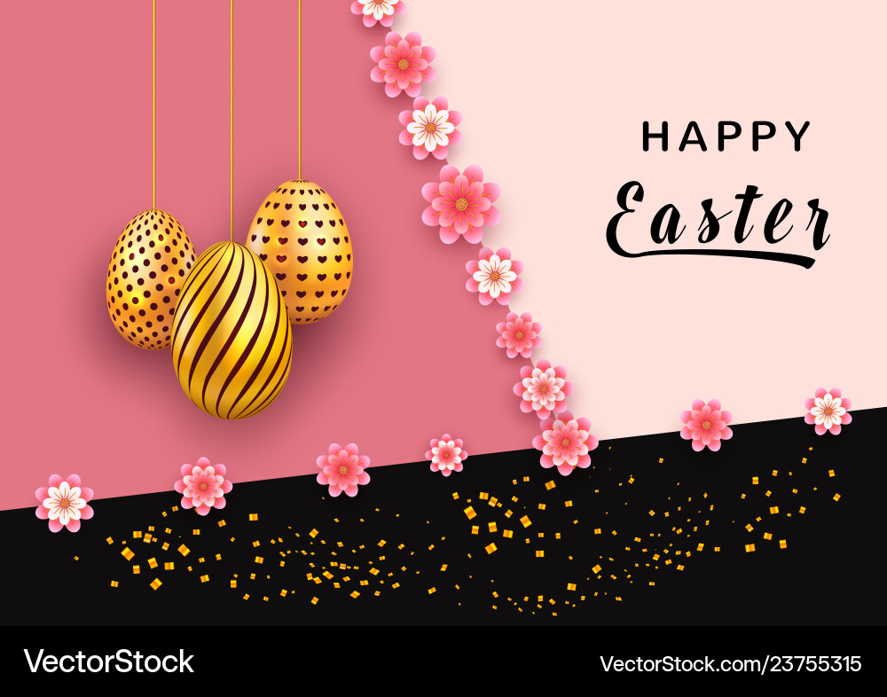 Easter holiday banner template with hanging Vector Image