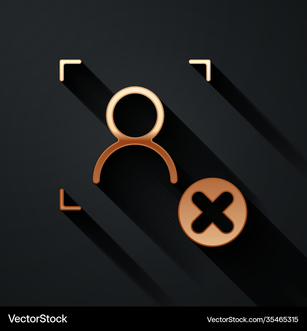 Gold rejection face recognition icon isolated Vector Image