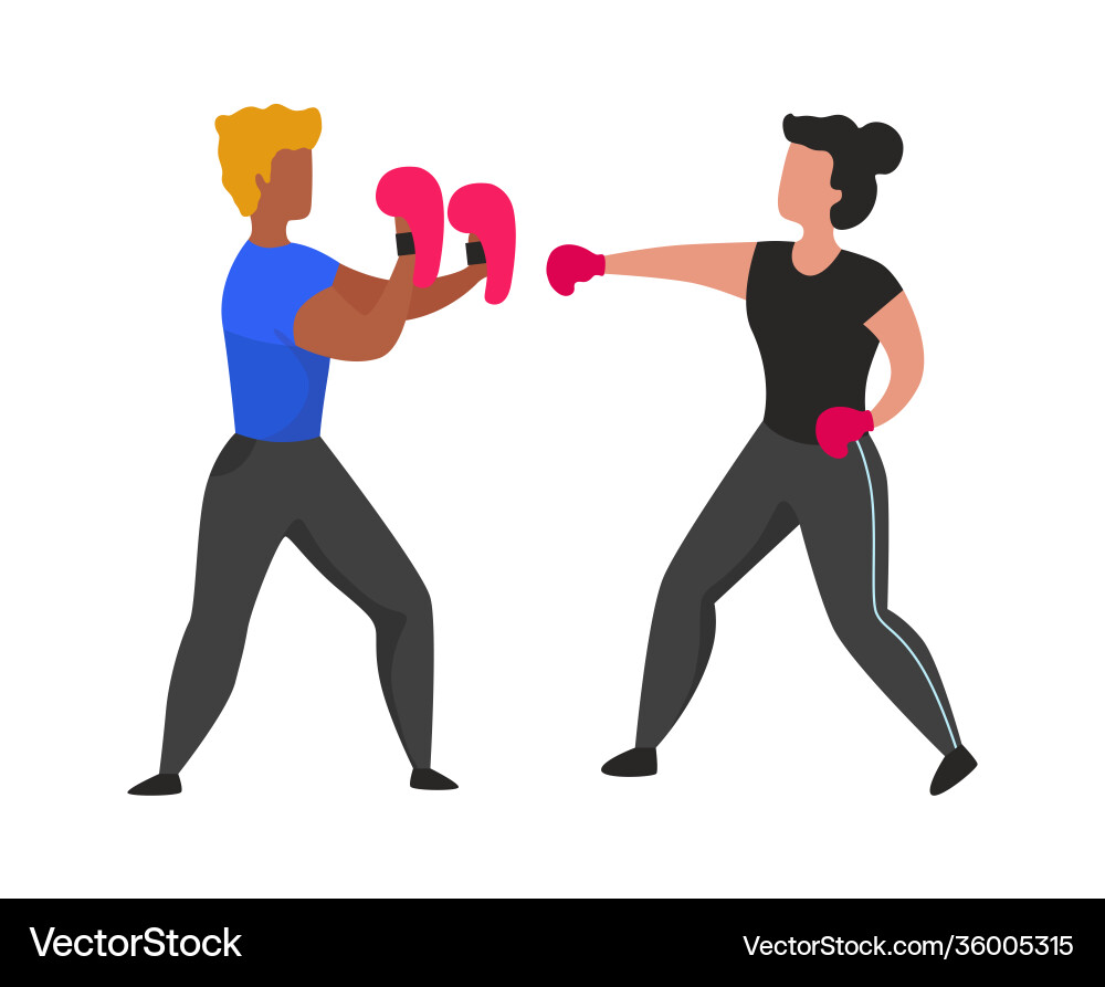Gym boxing training young people learning to Vector Image