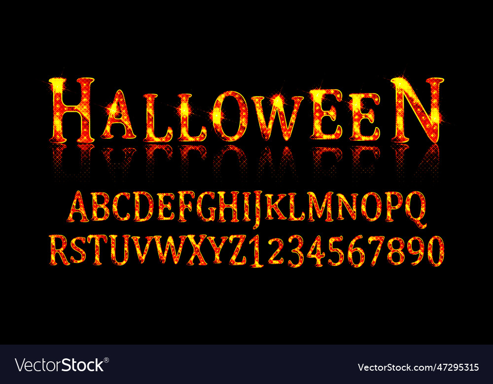 Halloween font letters and numbers Royalty Free Vector Image