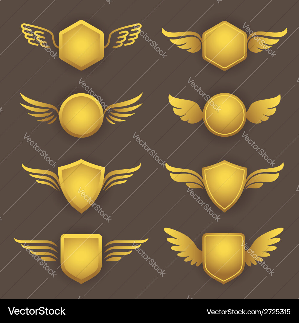 Heraldic shapes with wings Royalty Free Vector Image