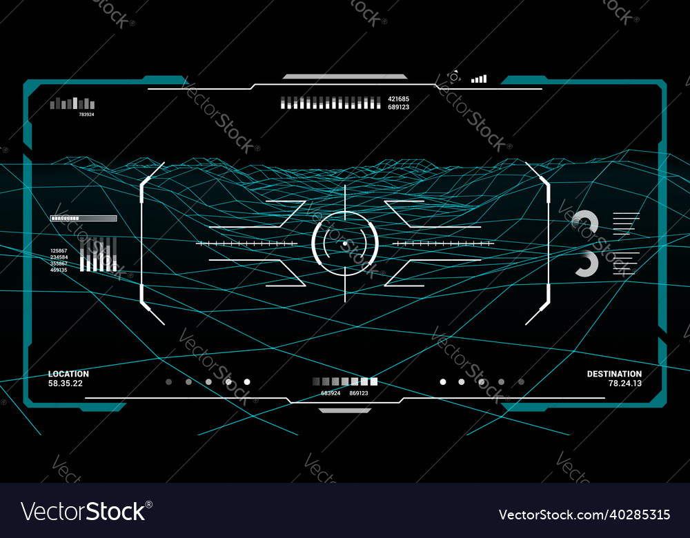 Hud futuristic monitor screen interface target ui Vector Image