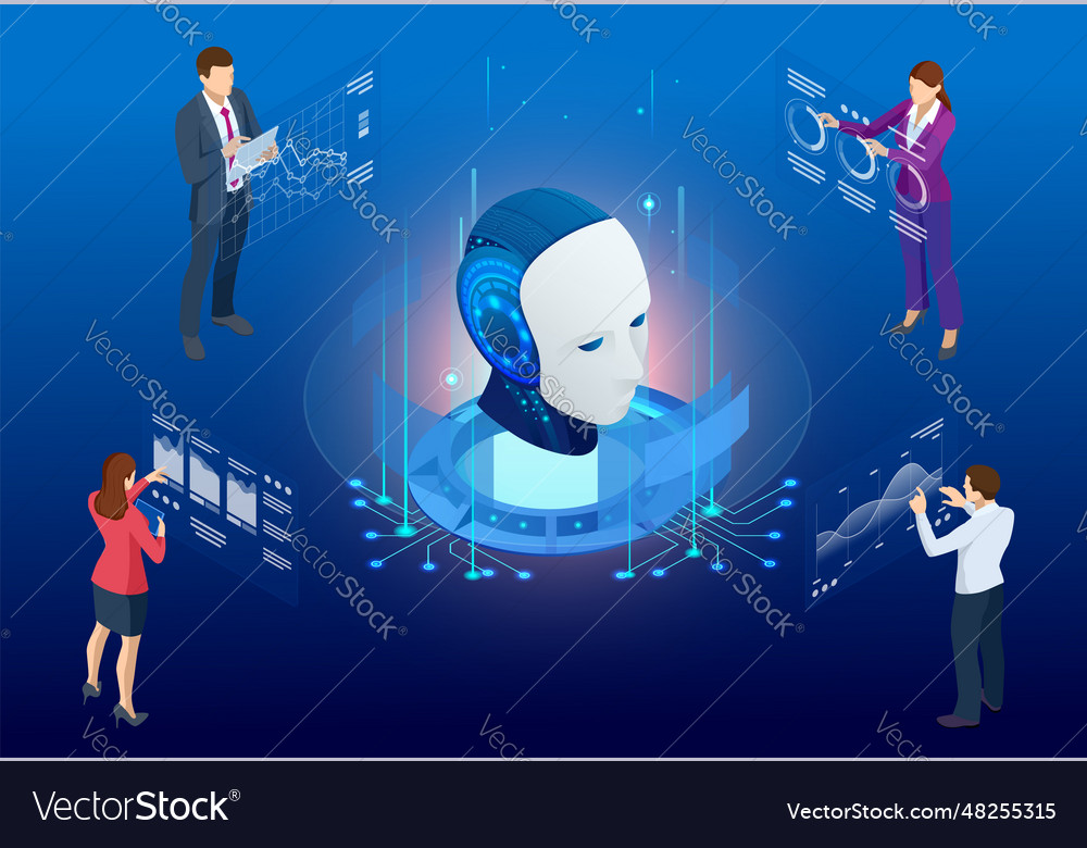 Isometric artificial intelligence knowledge Vector Image