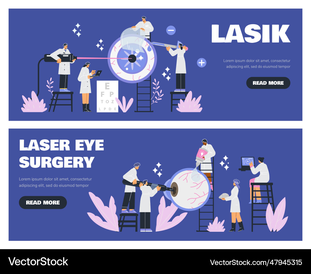 Lasik or laser eye visual impairments correction Vector Image