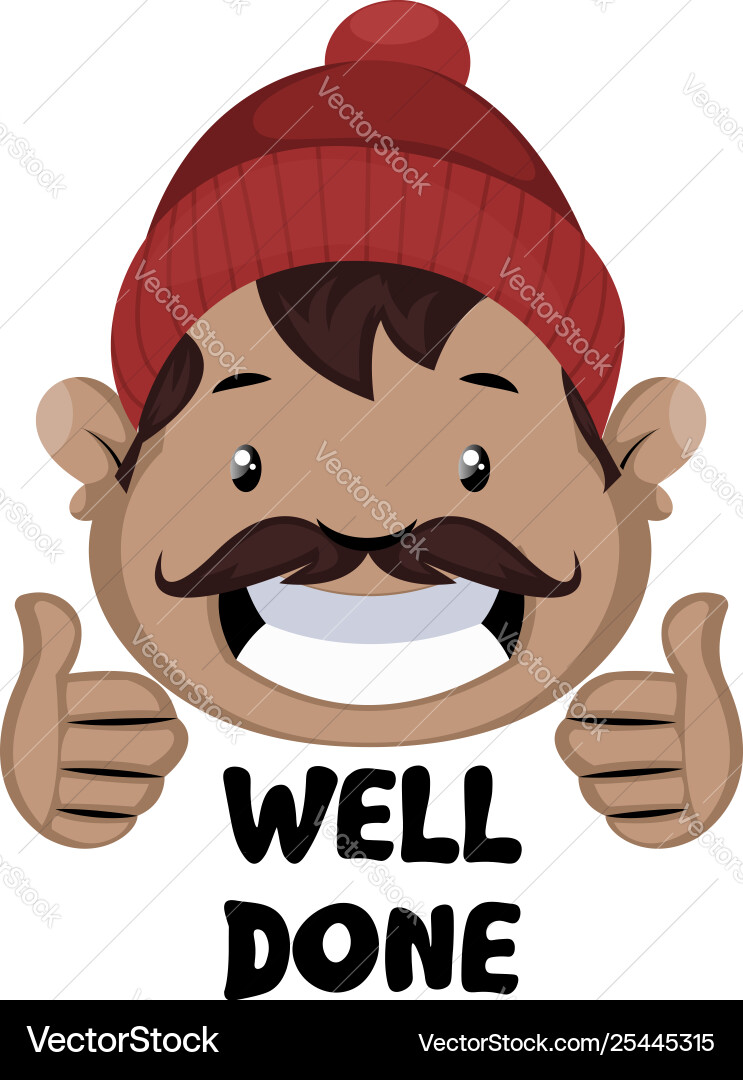 Man is feeling showing well done with hands on Vector Image