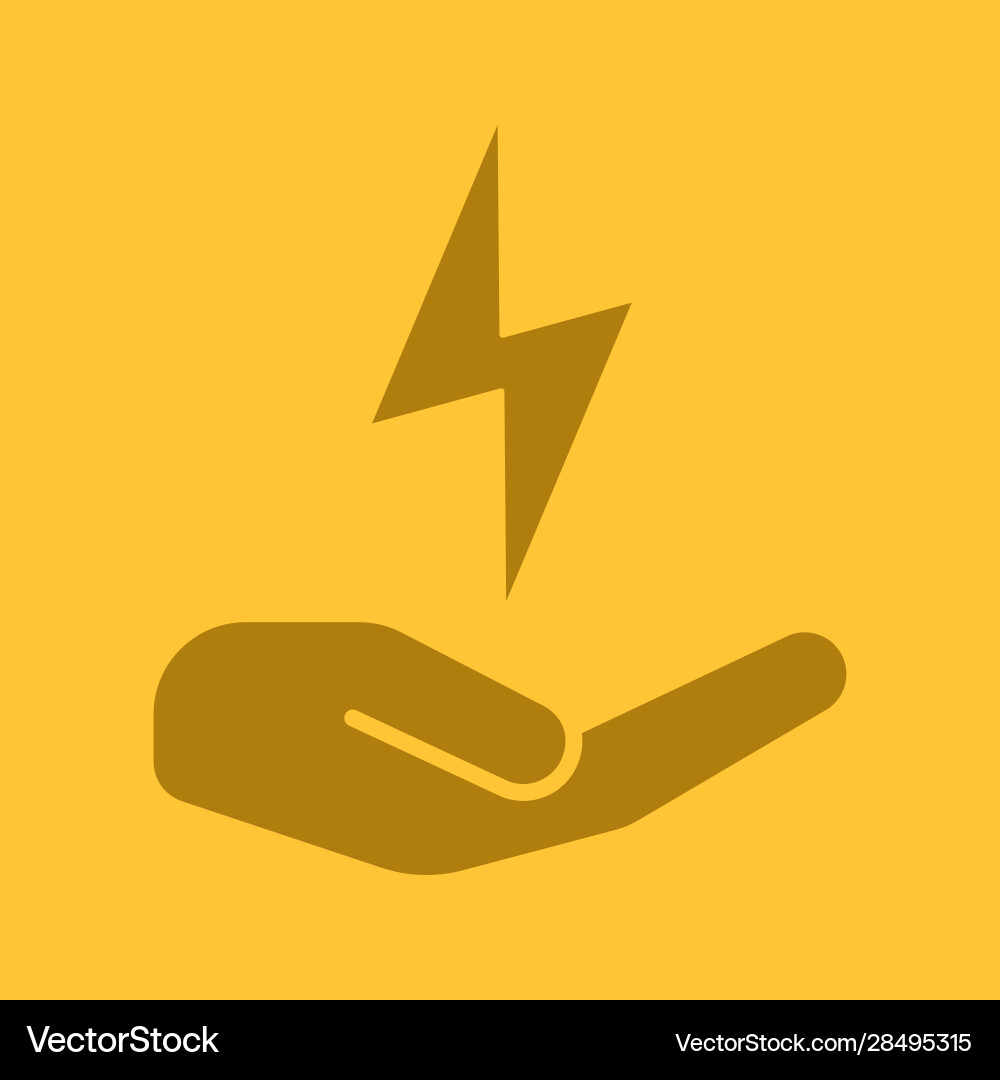 Open hand with lightning glyph color icon Vector Image