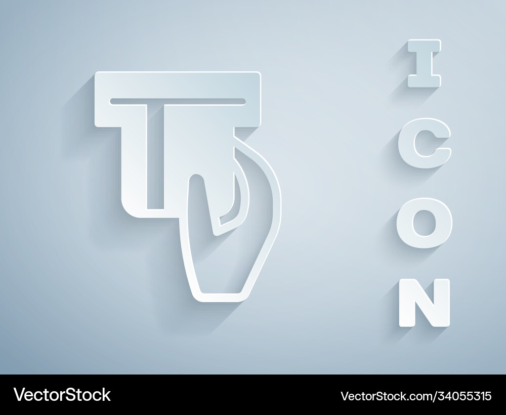Paper cut credit card inserted in card reader icon