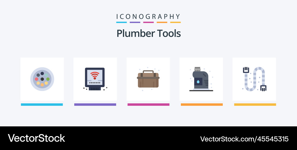 Plumber flat 5 icon pack including drain plumbing Vector Image