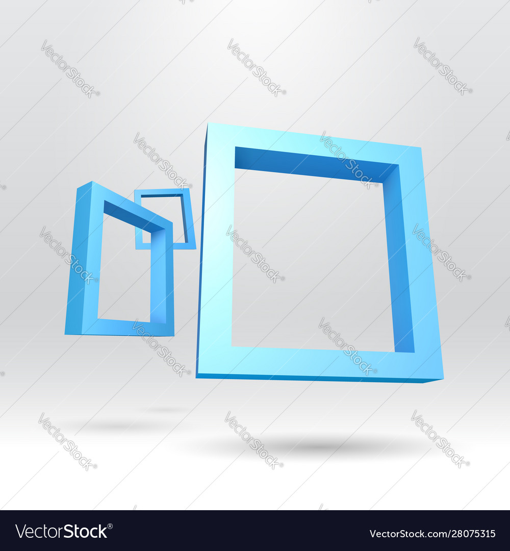 Three blue rectangular 3d frames Royalty Free Vector Image
