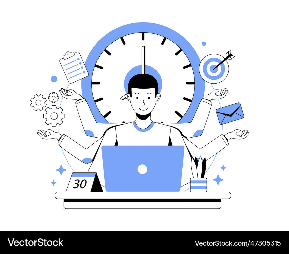 Time management and schedule in line style Vector Image