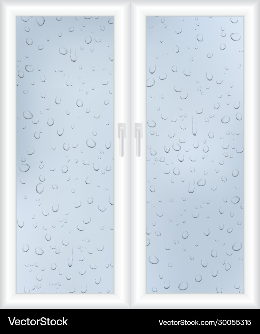 Window with drops water on glass Royalty Free Vector Image