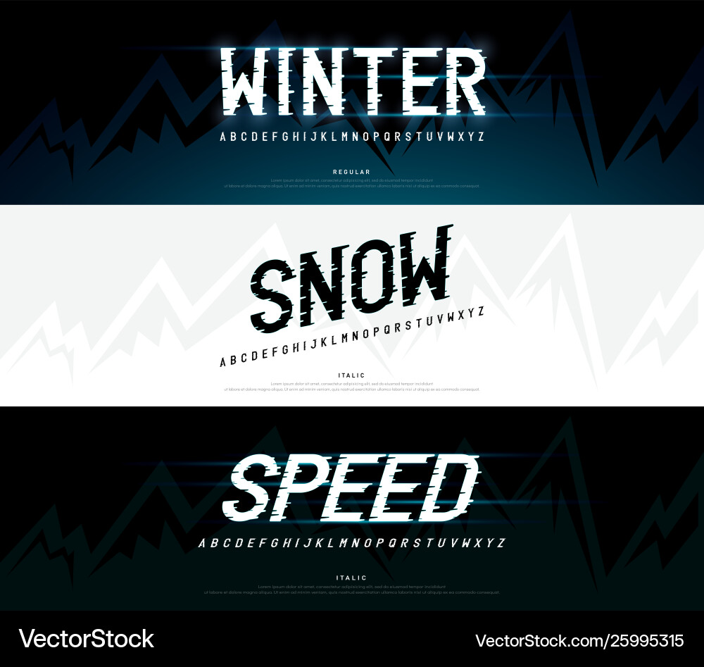 Winter snow modern alphabet fonts typography Vector Image