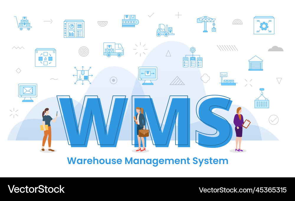 Wms warehouse management concept with big words Vector Image