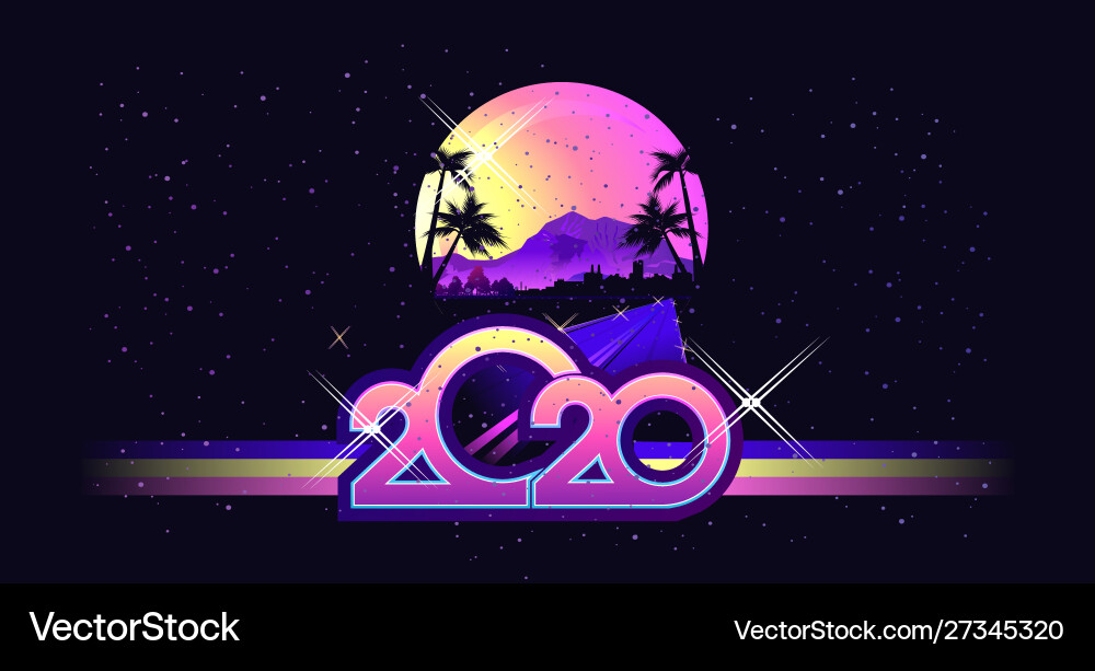 2020 calendar retro Royalty Free Vector Image - VectorStock