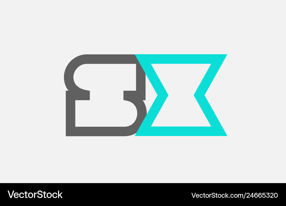 Blue grey alphabet letter sx s x combination Vector Image
