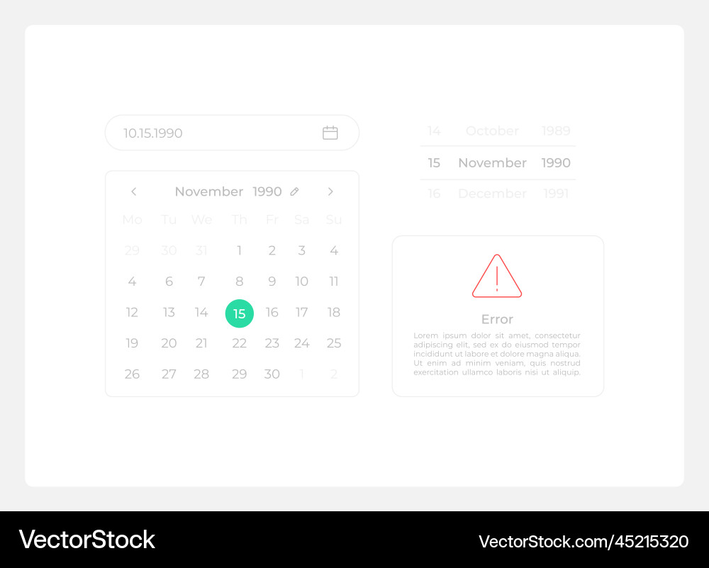 Choosing calendar date ui elements kit Royalty Free Vector