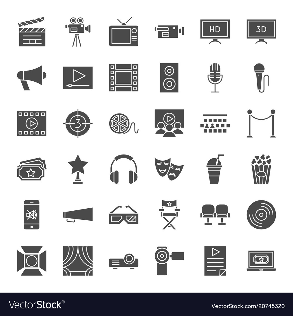 Cinema solid web icons Royalty Free Vector Image