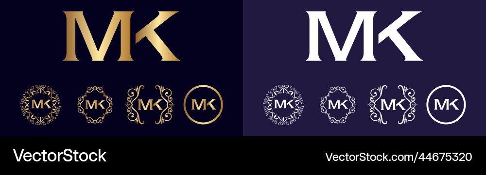 Corporate brand logo mk design Royalty Free Vector Image