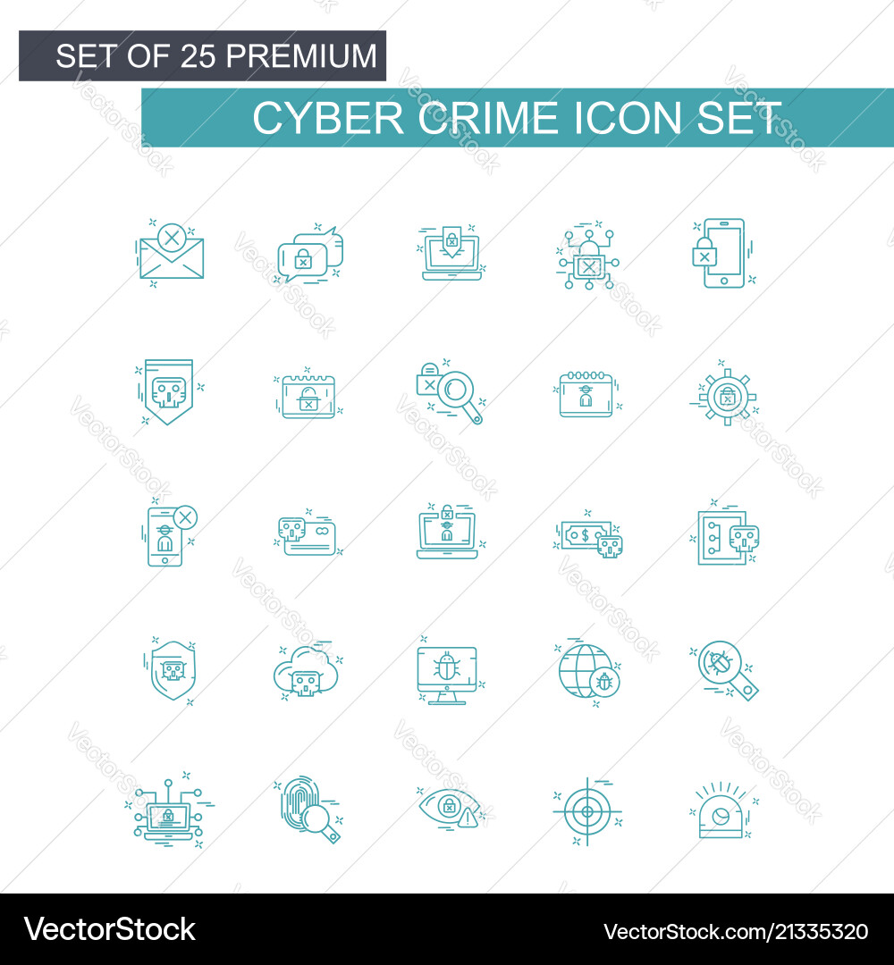 Cyber crime icons set Royalty Free Vector Image