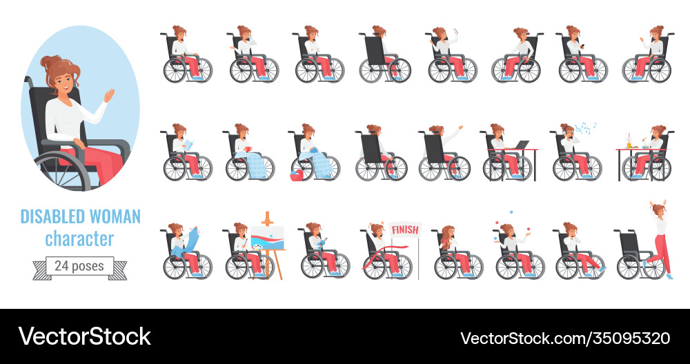 Disabled woman with disability health problem Vector Image