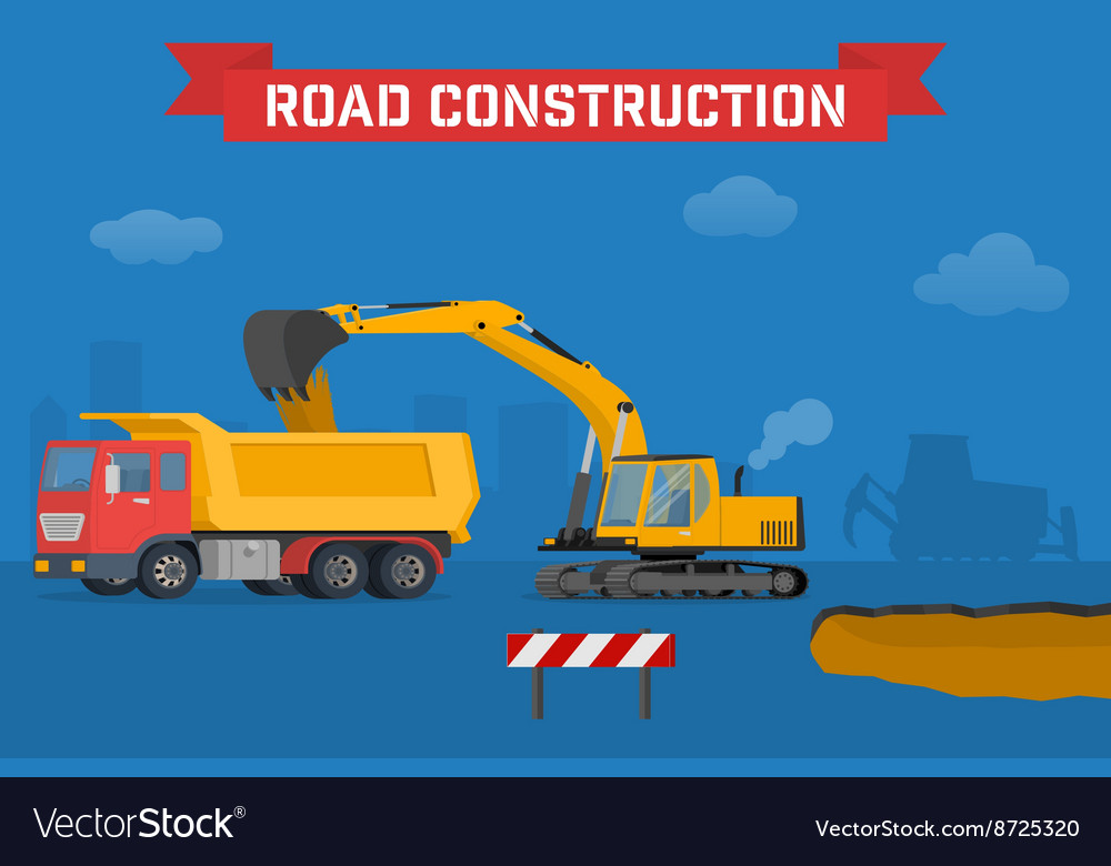 Excavator digging pit in the ground Royalty Free Vector