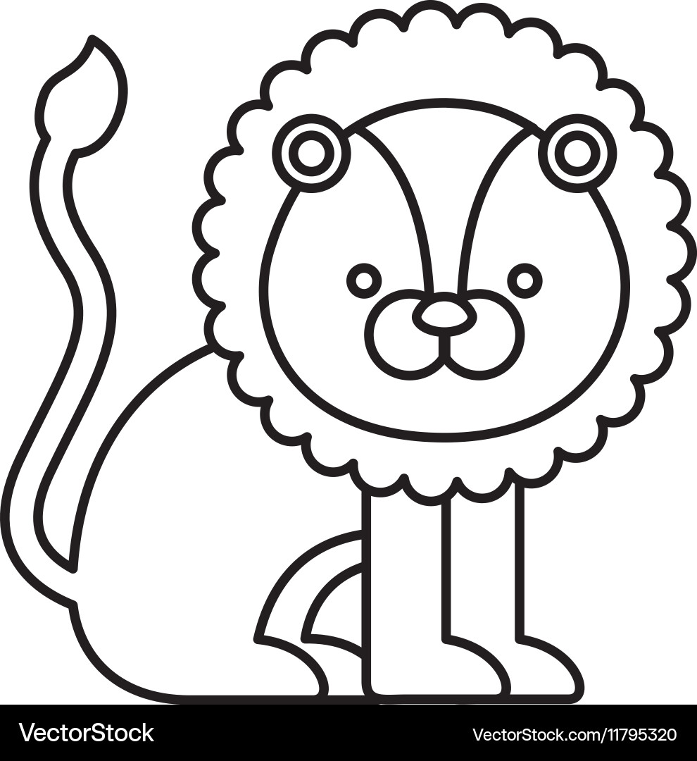Lion cute animal icon Royalty Free Vector Image