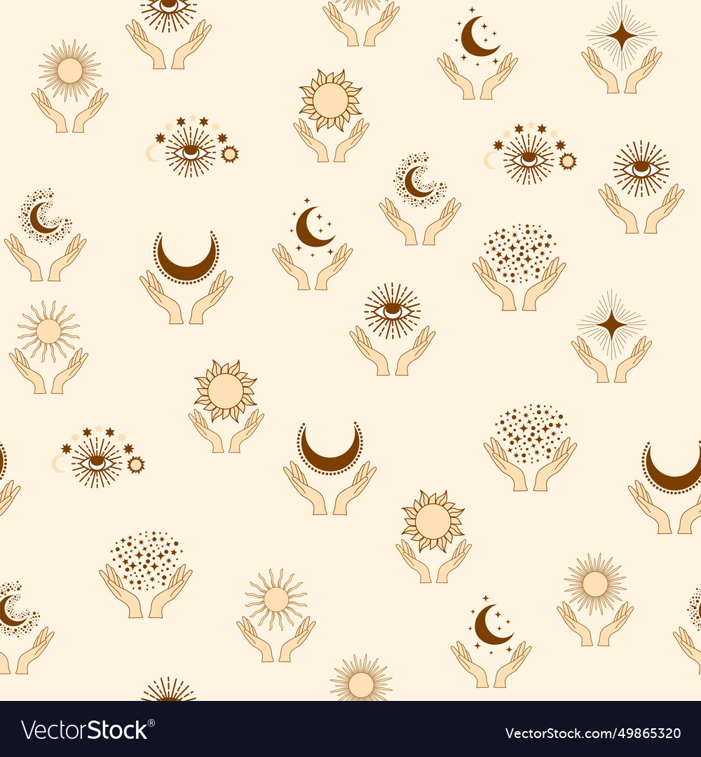 Magic seamless pattern with constellations sun Vector Image
