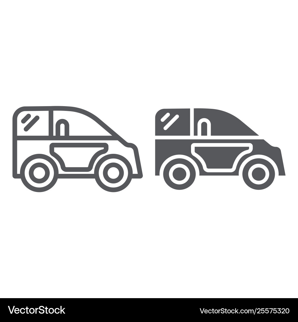 Mini car line and glyph icon transport Royalty Free Vector