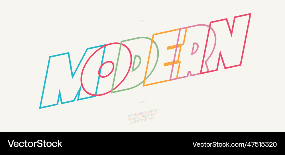 Modern font colorful line style Royalty Free Vector Image