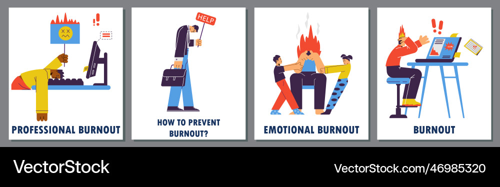 Professional and emotional burnout banners Vector Image