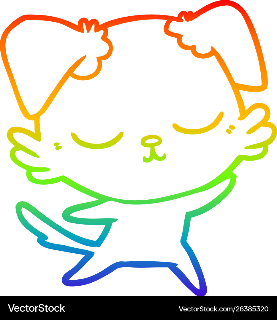 Rainbow gradient line drawing cute cartoon dog Vector Image