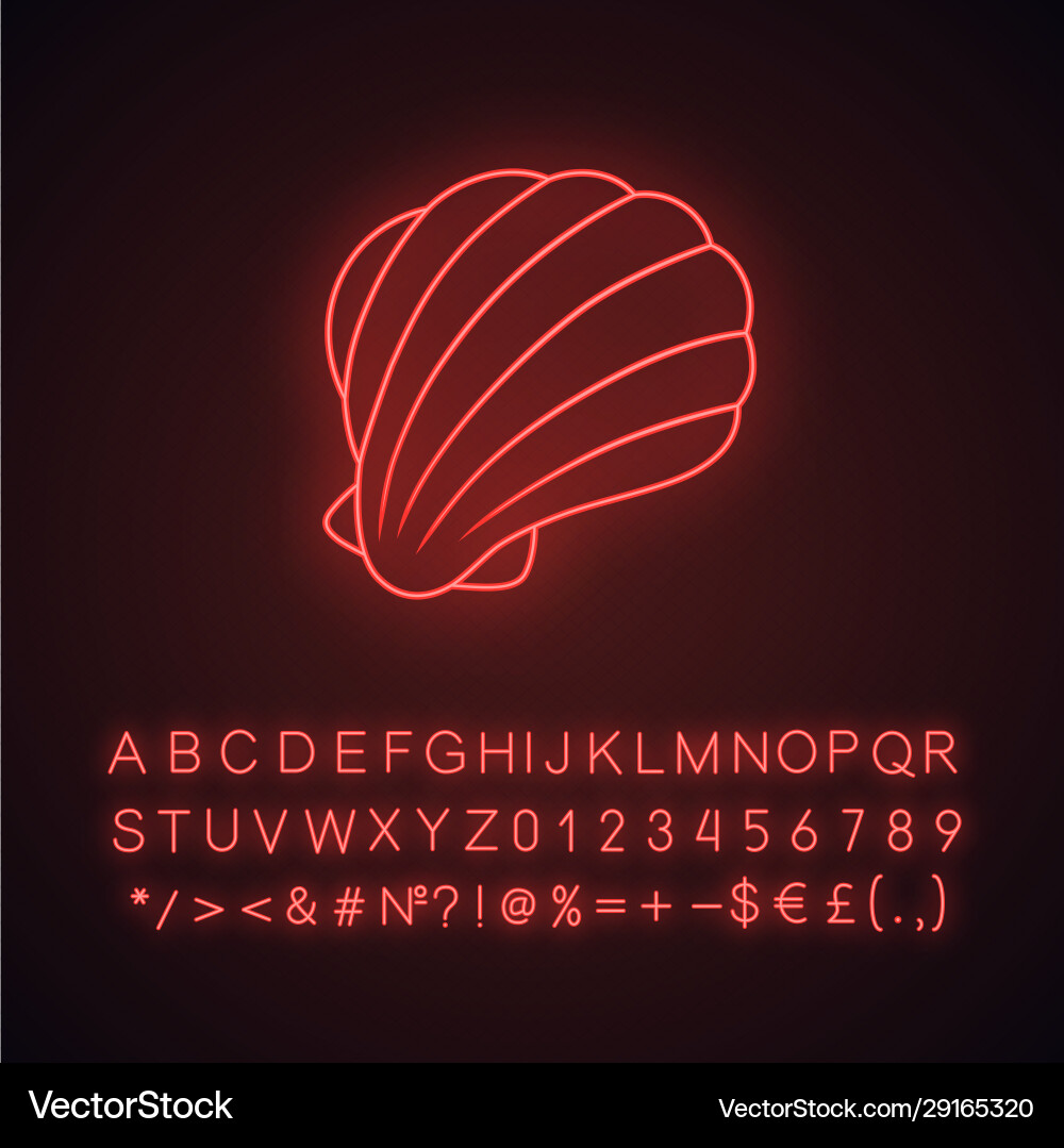 Sea shell neon light icon marine mollusk shell Vector Image