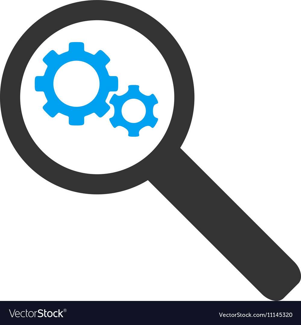 Search gears tool flat icon Royalty Free Vector Image
