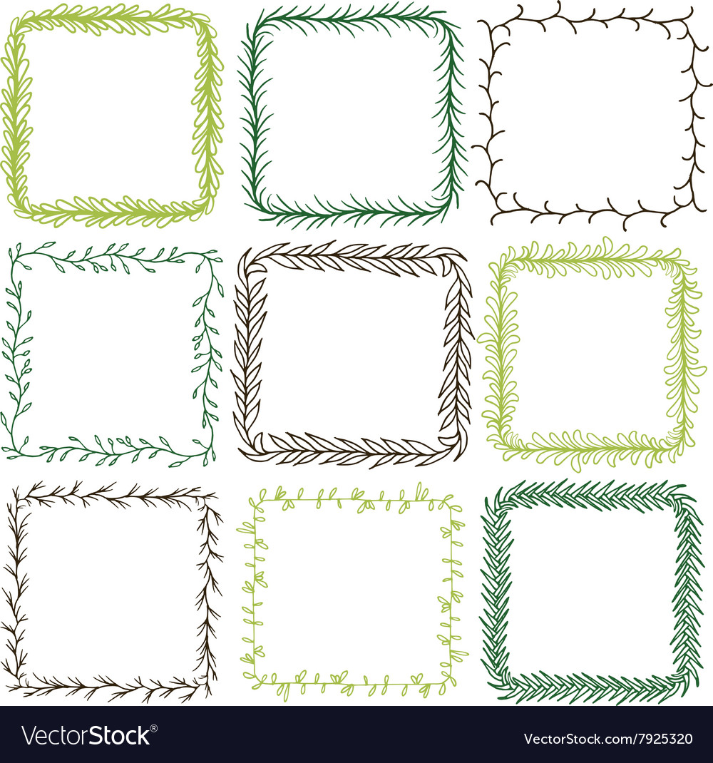 Set 9 decorative square frames Royalty Free Vector Image