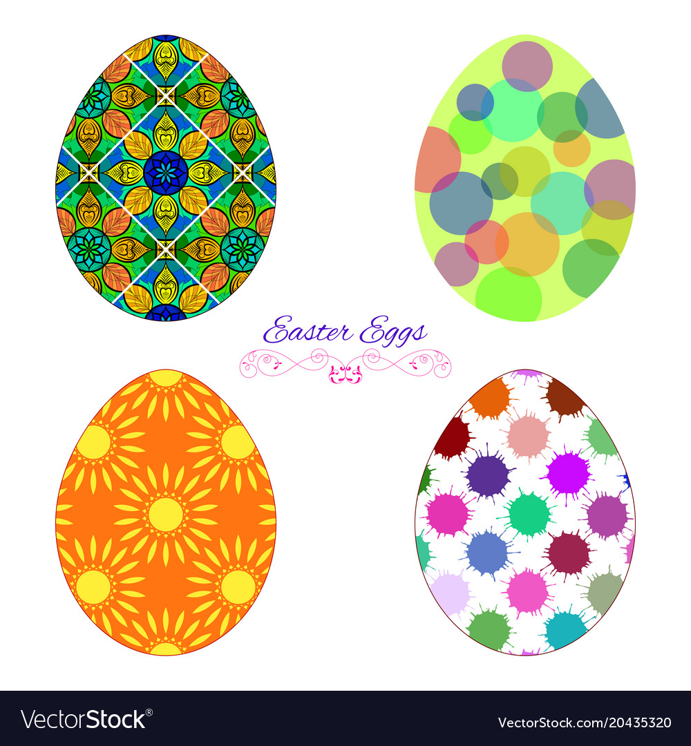 Set of colorful easter eggs with decorative Vector Image