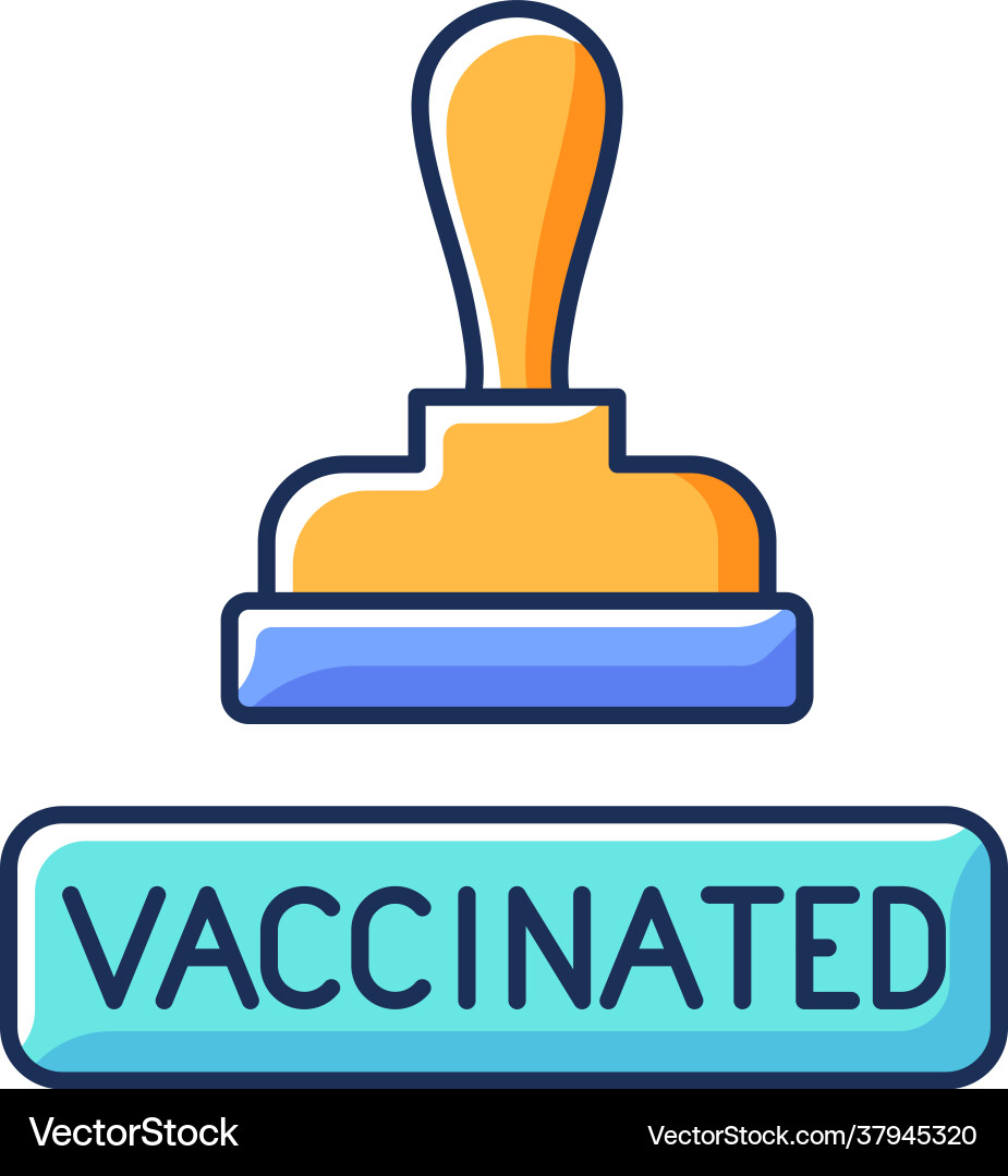 Vaccinated stamp rgb color icon Royalty Free Vector Image