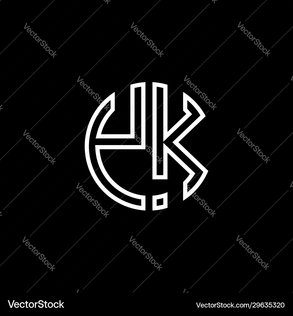 Yk monogram logo circle ribbon style outline Vector Image