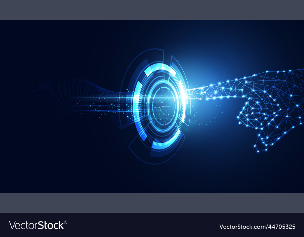 Abstract technology line triangle and finger Vector Image Abstract technology line triangle and finger Vector Image