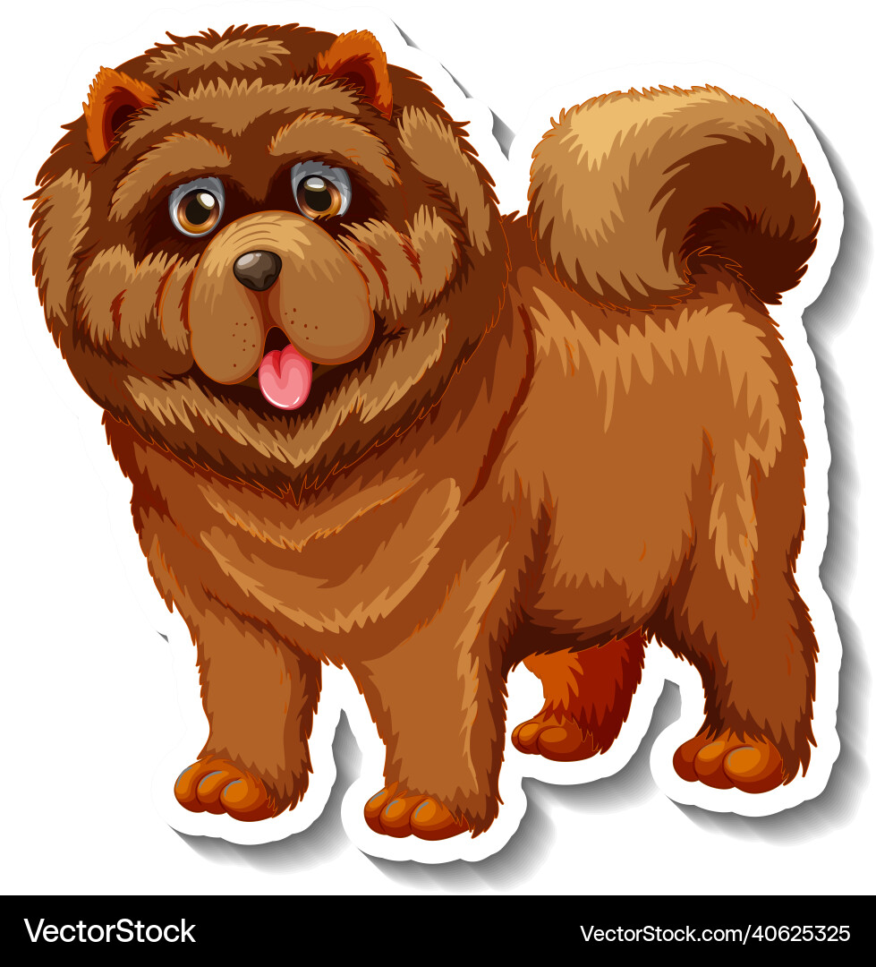 Chow dog cartoon sticker Royalty Free Vector Image