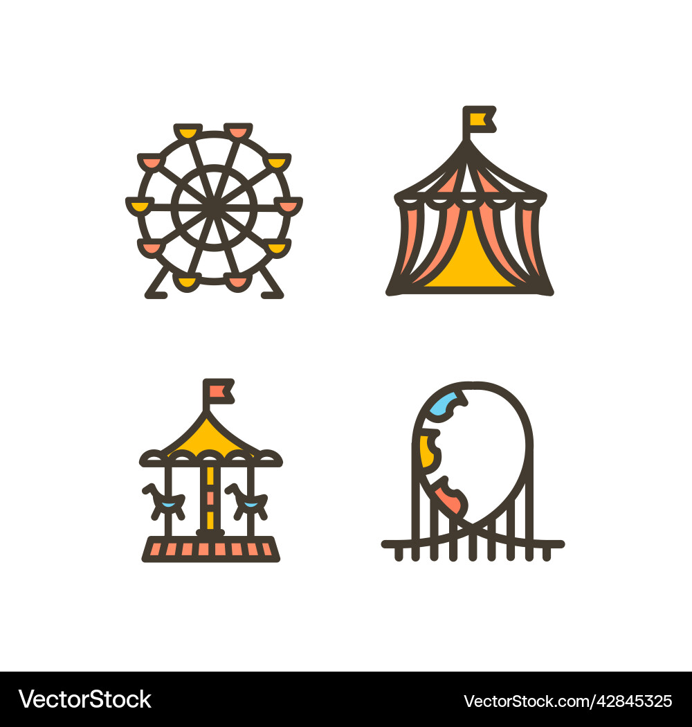 Circus signs thin line icons set Royalty Free Vector Image