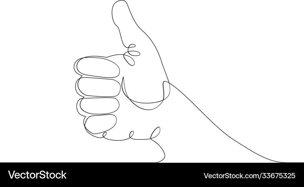 Continuous line drawing hand showing great sign Vector Image