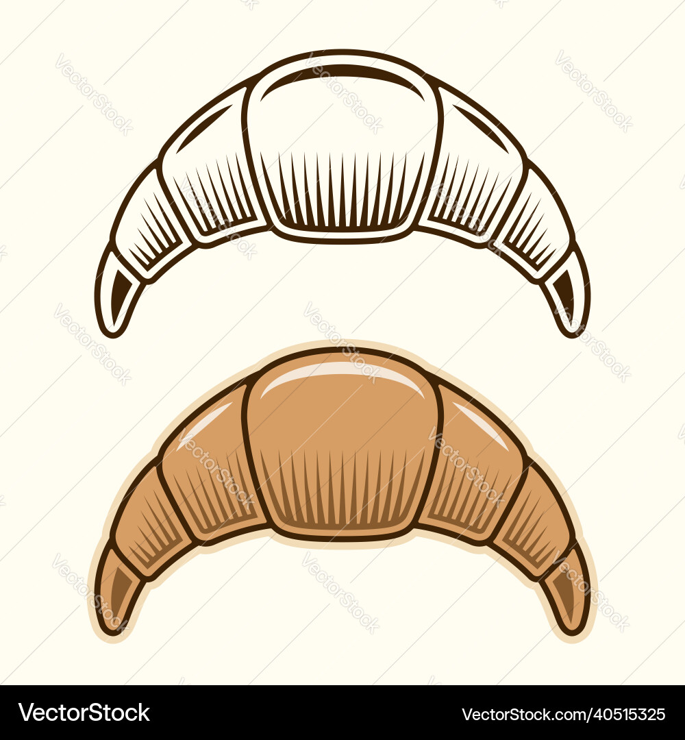 Croissant set of graphic objects or design Vector Image