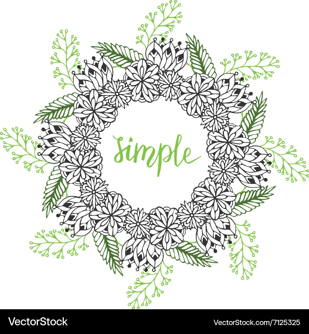 Cute floral frame doodle flowers pattern Vector Image