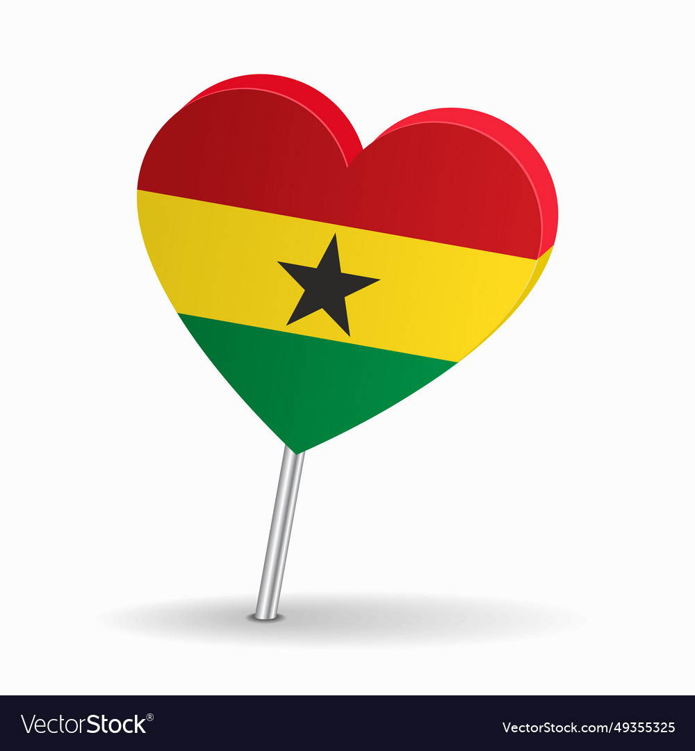 Ghana flag heart-shaped map pointer layout Vector Image