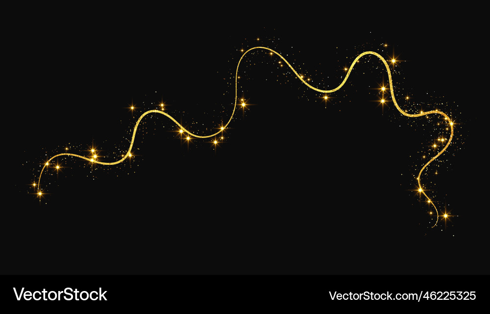 Gold glittering confetti wave and stardust Vector Image