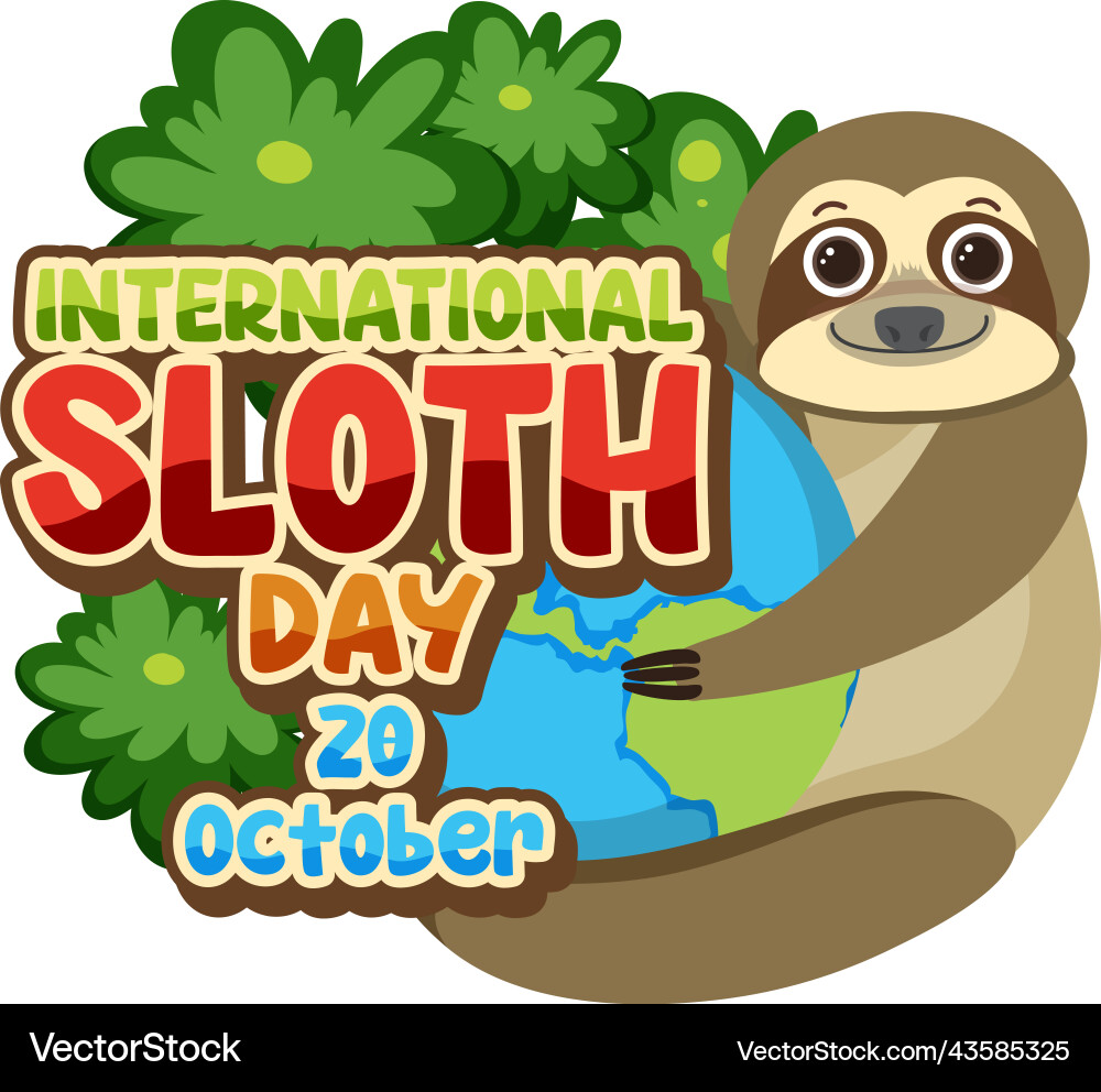 International sloth day banner concept Royalty Free Vector