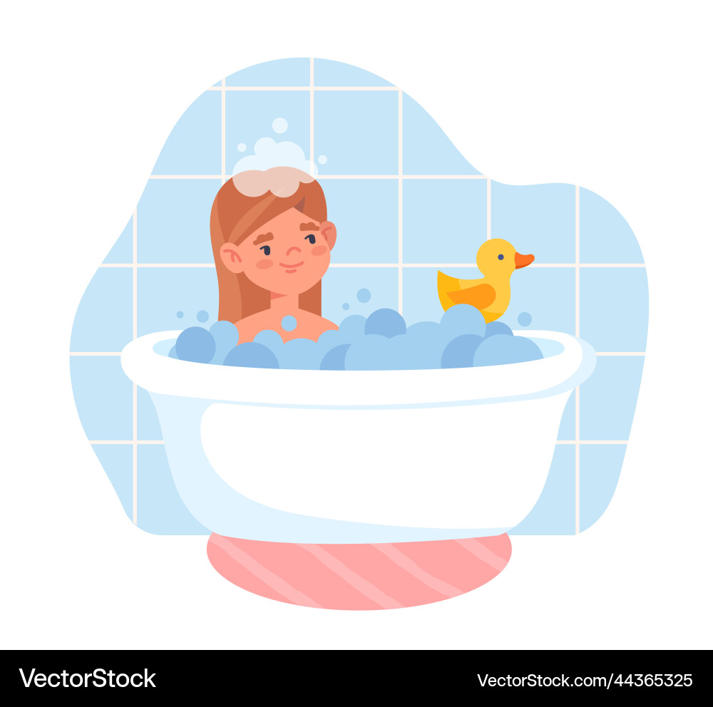 Kid girl in bath Royalty Free Vector Image - VectorStock