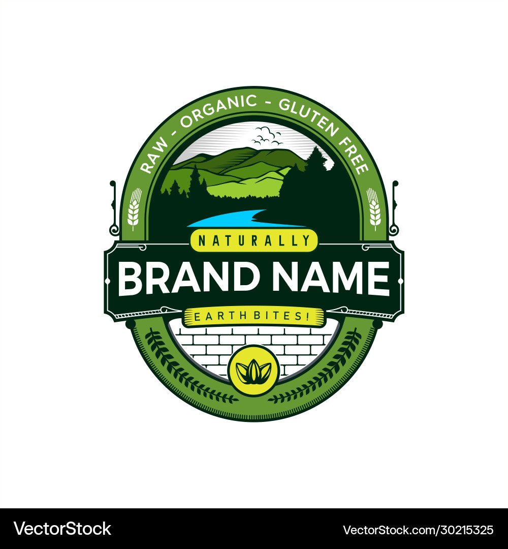 Landscape badge vintage design Royalty Free Vector Image