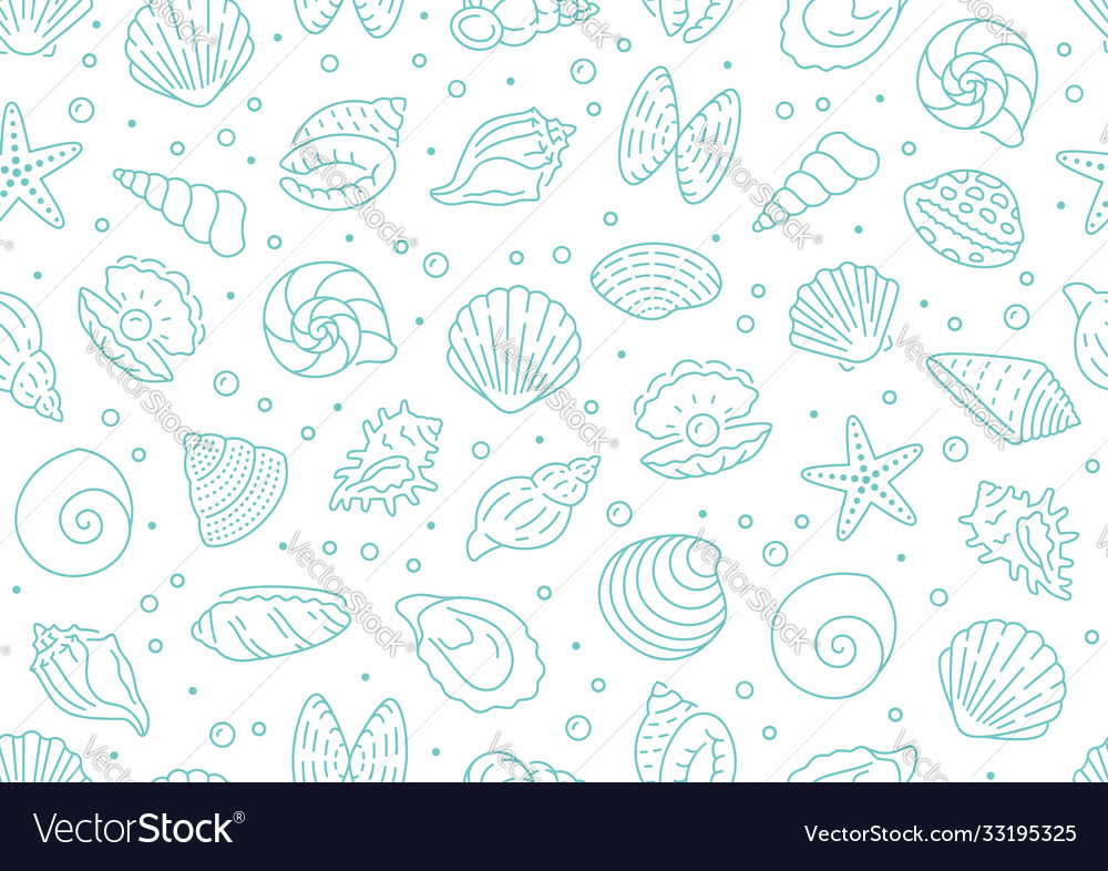 Seashell seamless pattern background Royalty Free Vector